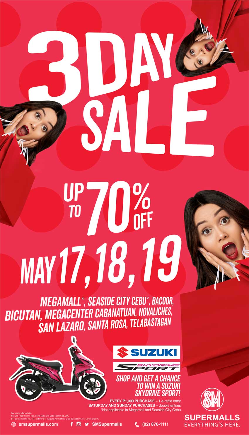 Manila Shopper: SM Malls 3-day SALE: May 17-19 2019