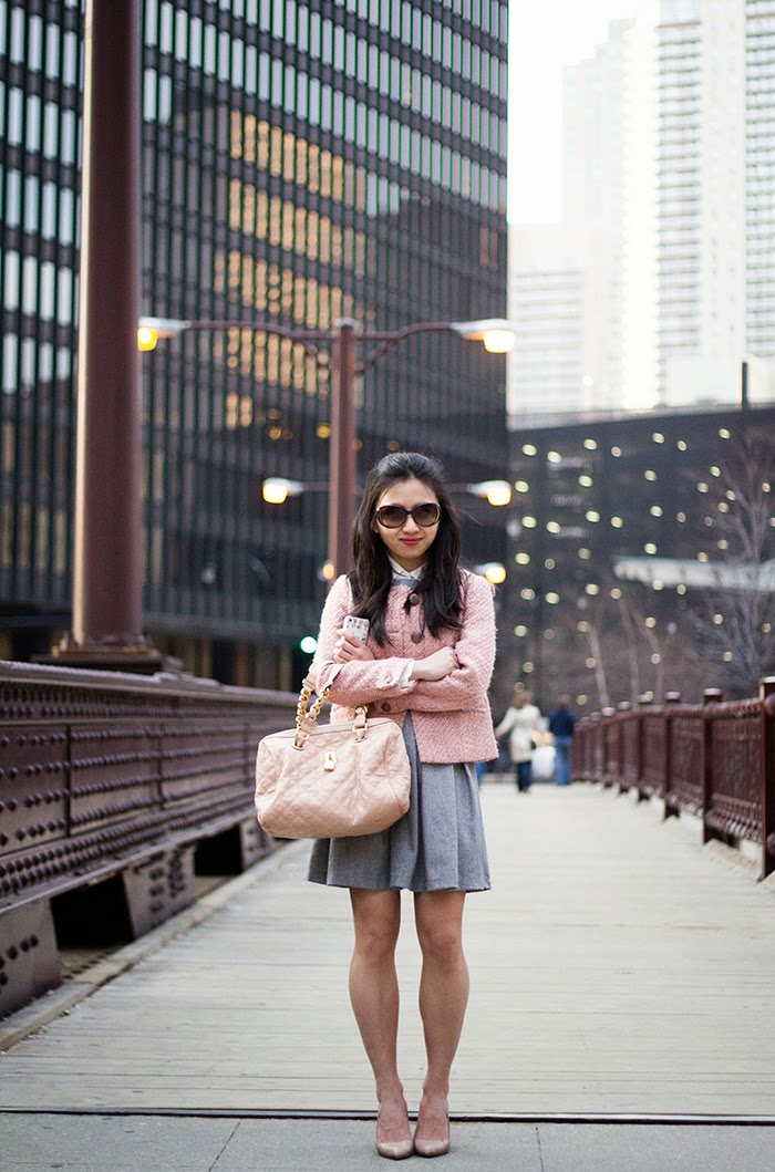 Tweed Jacket and Pleated Dress - Elle Blogs
