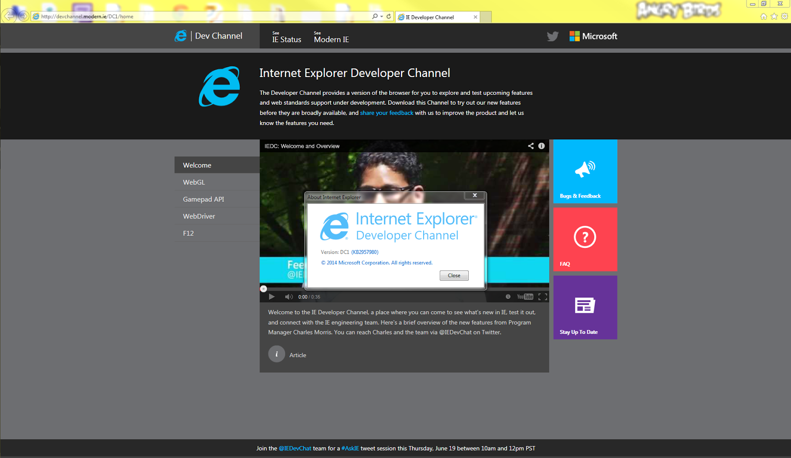 Internet explorer developer channel