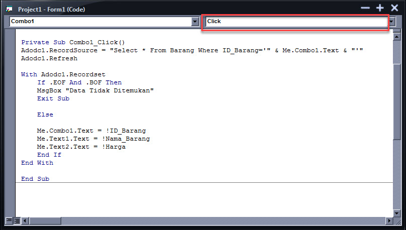 Menampilkan Isi Database Ke Combobox Vb 6 ~ Dunia Kampus