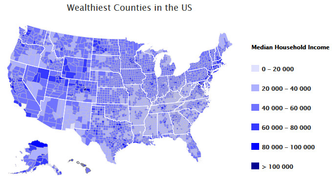 Wealthiest counties in the U.S. - Vivid Maps
