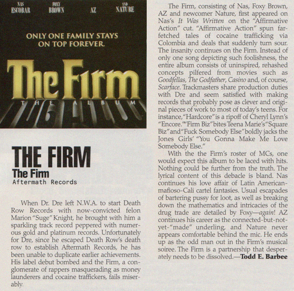 Hip-Hop Nostalgia: The Firm "The Album" (Rap Pages, December 1997)