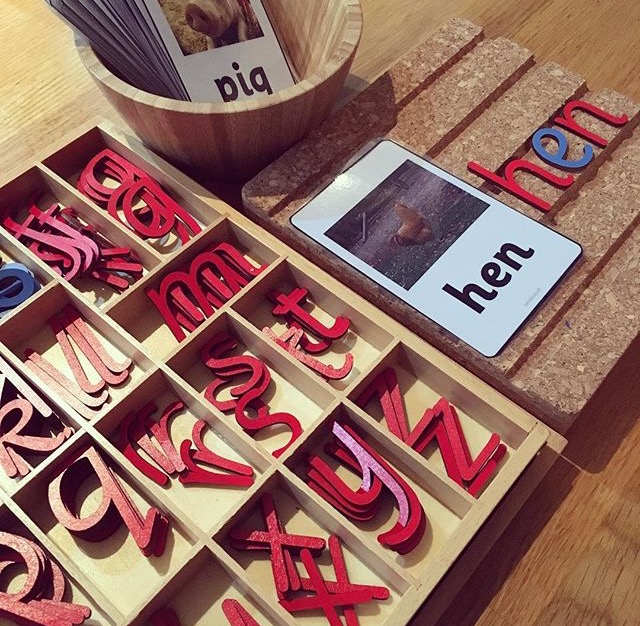 LoveHappinessLearning: Word building with wooden Montessori letters