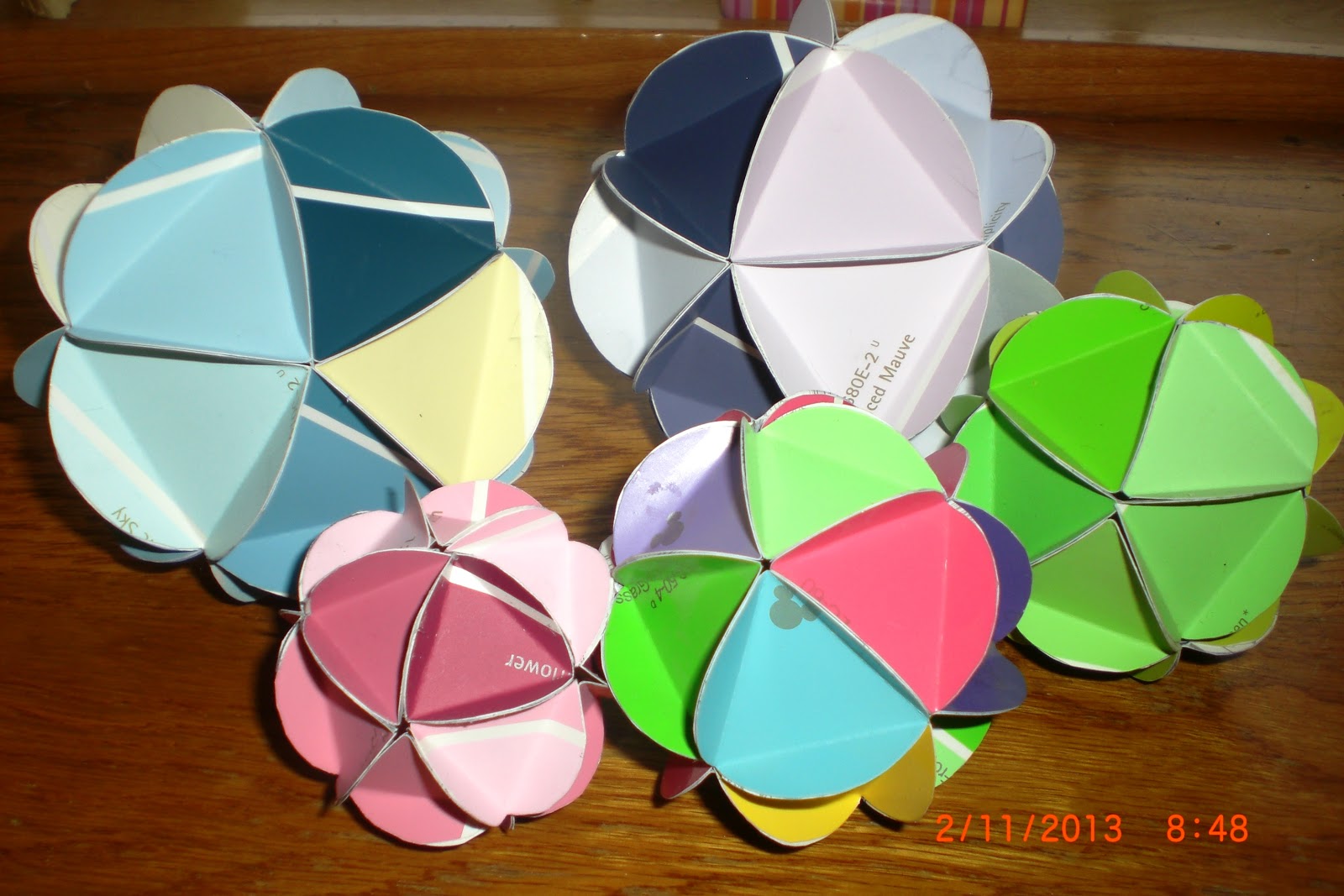 Burdette Family Creations: Paint Swatch Paper Balls