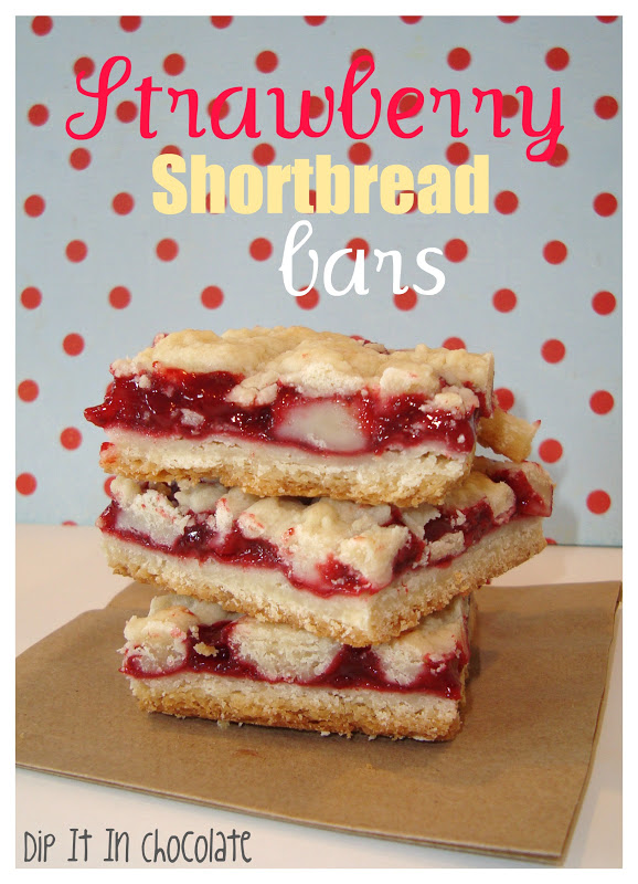 Strawberry Shortbread Bars ~ Dip it in Chocolate