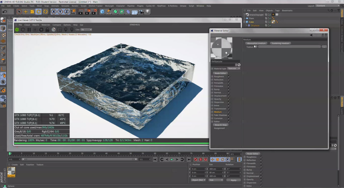 Wave Displacer | C4D Octane Quick Tip | CG TUTORIAL