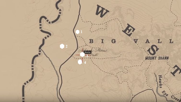 Blackbone Forest Treasure Locations Map: Red Dead Online