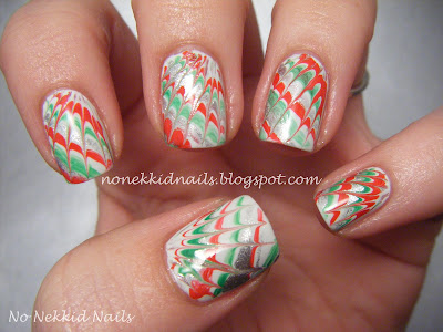 No Nekkid Nails: Christmas Needle Marble