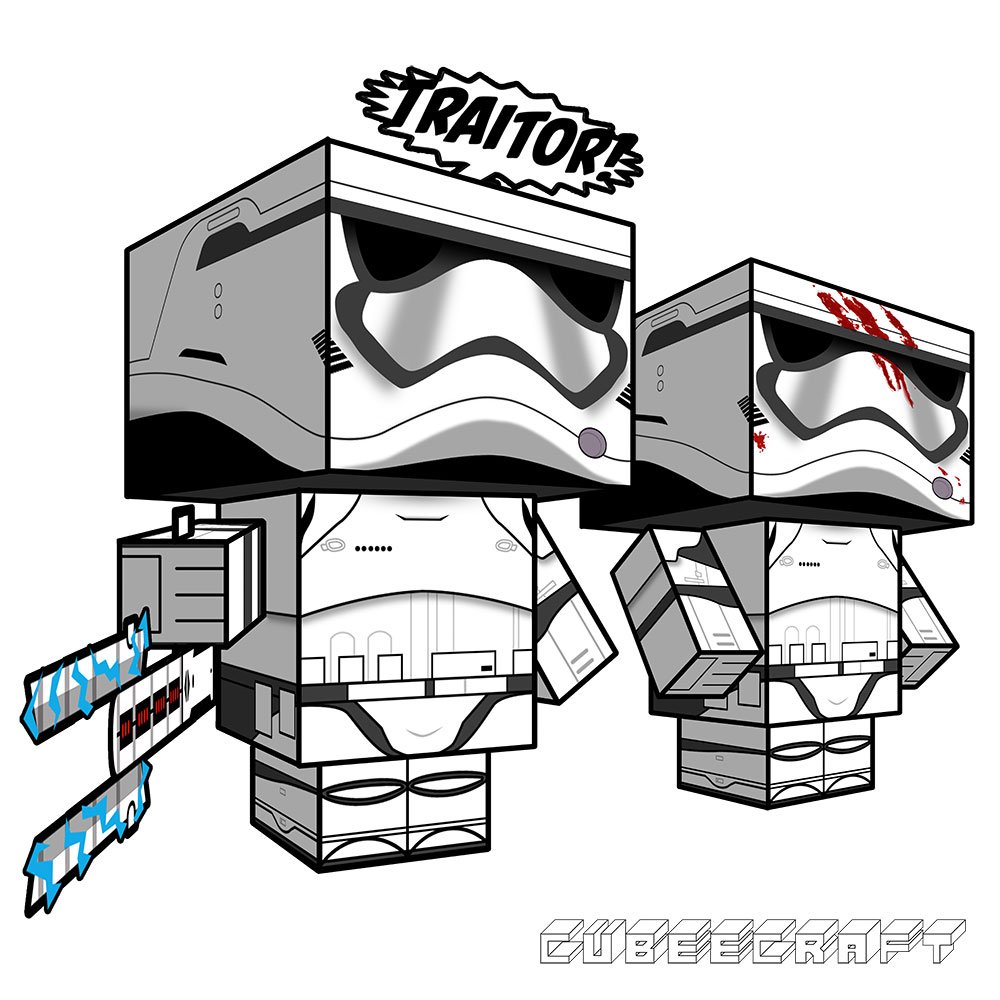 Star Wars : FN-2199 (TR-8R) and FN-2187 (Finn) Cubee | Paperized Crafts