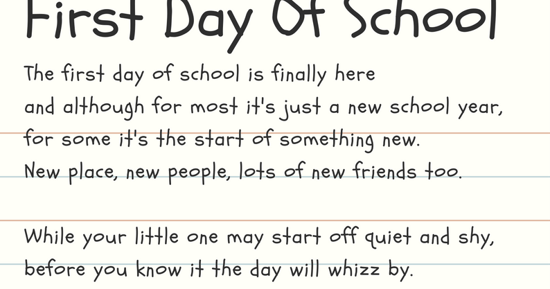 First Day Of School - A Poem