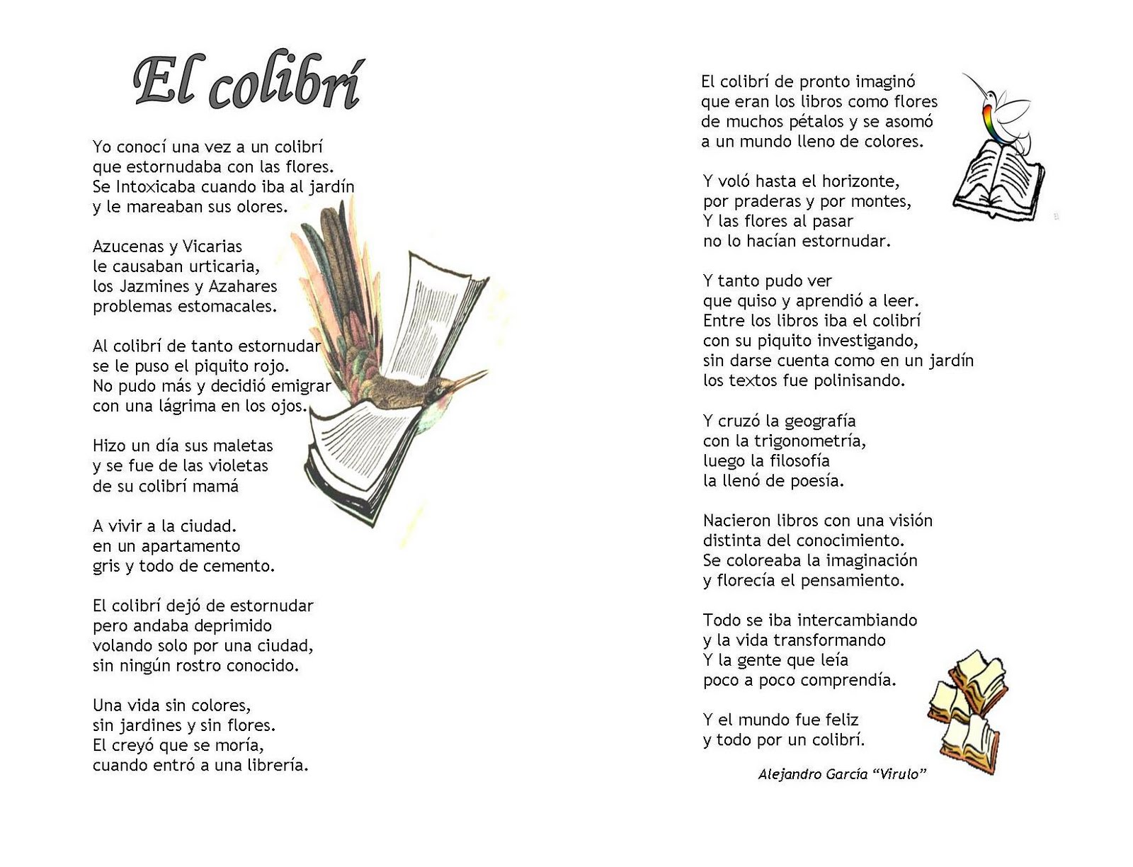 FOLLETERIA: COLIBRIES Y CANCIONES