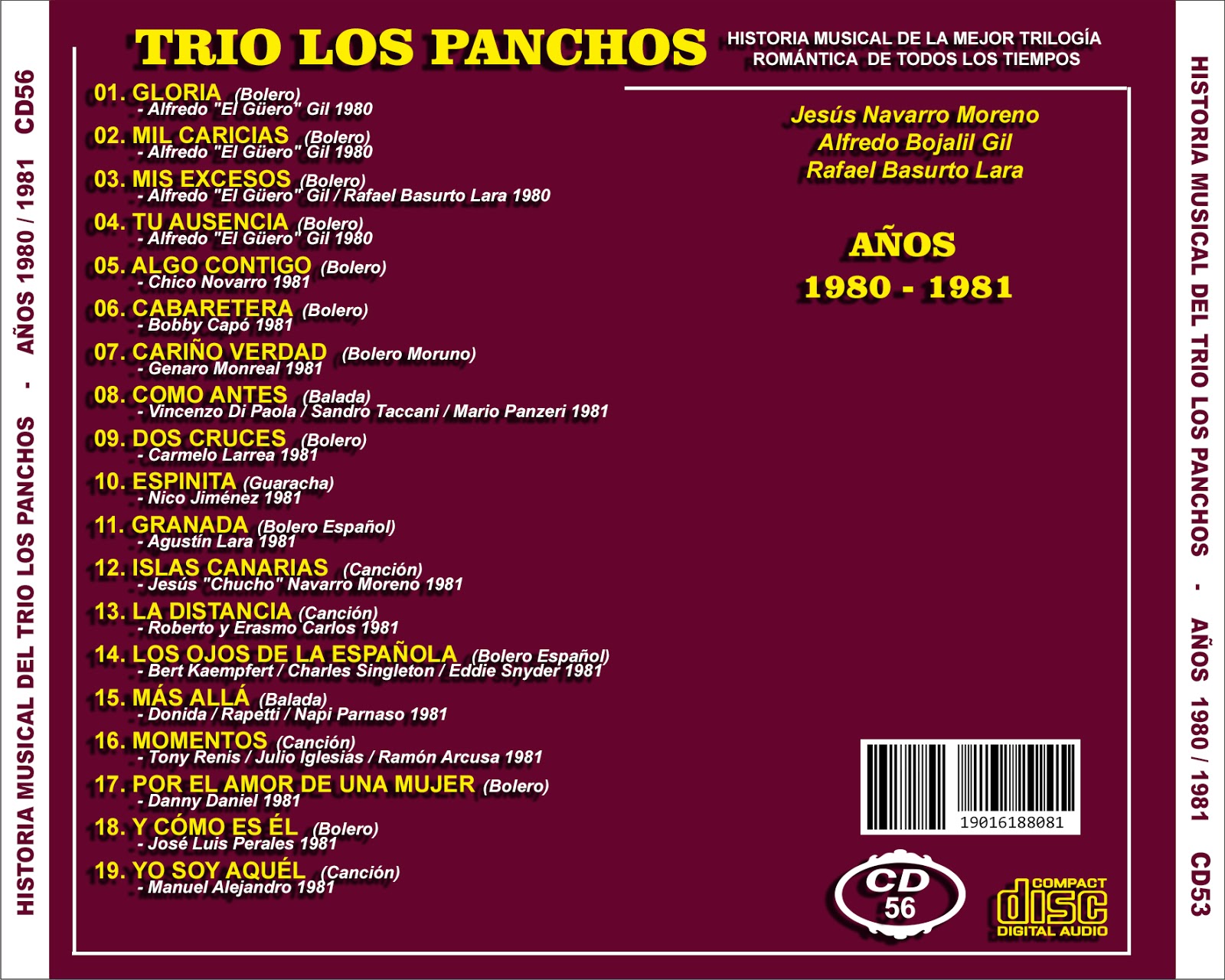 TRIO LOS PANCHOS Y SUS INVITADOS: HISTORIA MUSICAL - VOL 56 - 1980-1981 ...