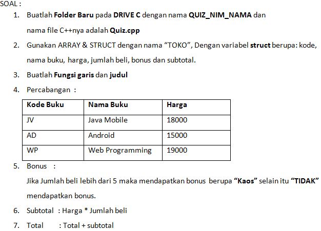 Contoh Soal dan koding Untuk ARRAY dan STRUCT pada C++