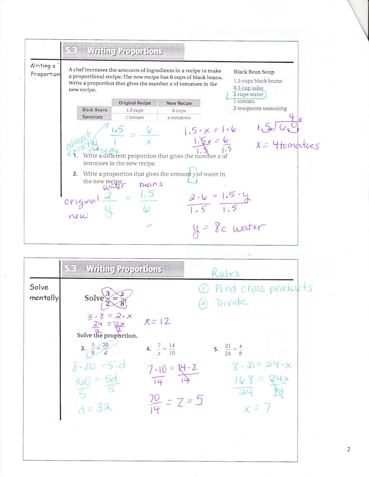 Ms. Jean's Classroom Blog: 5.3 Writing Proportions