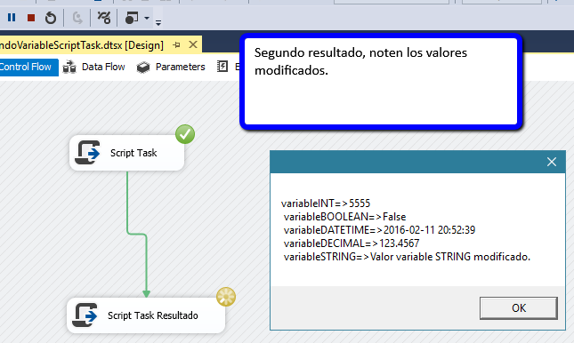 SSIS, PASANDO VARIABLES A OBJETOS SCRIPT TASK ~ SQL SERVER