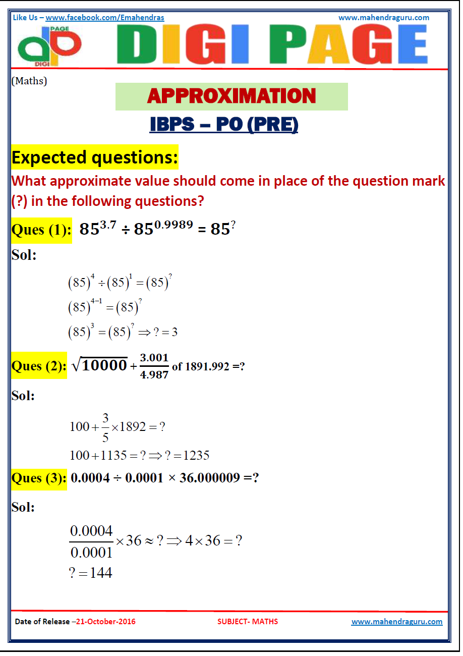 Dp - Approximation - Maths - 21 - Oct - 2016