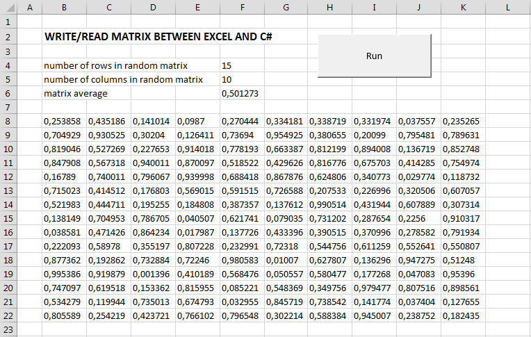 Path: Write/read dynamic matrix between Excel and C# with Excel-DNA