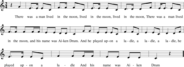 Traditional Folk Music - AIKEN DRUM Sheet Music and MIDI