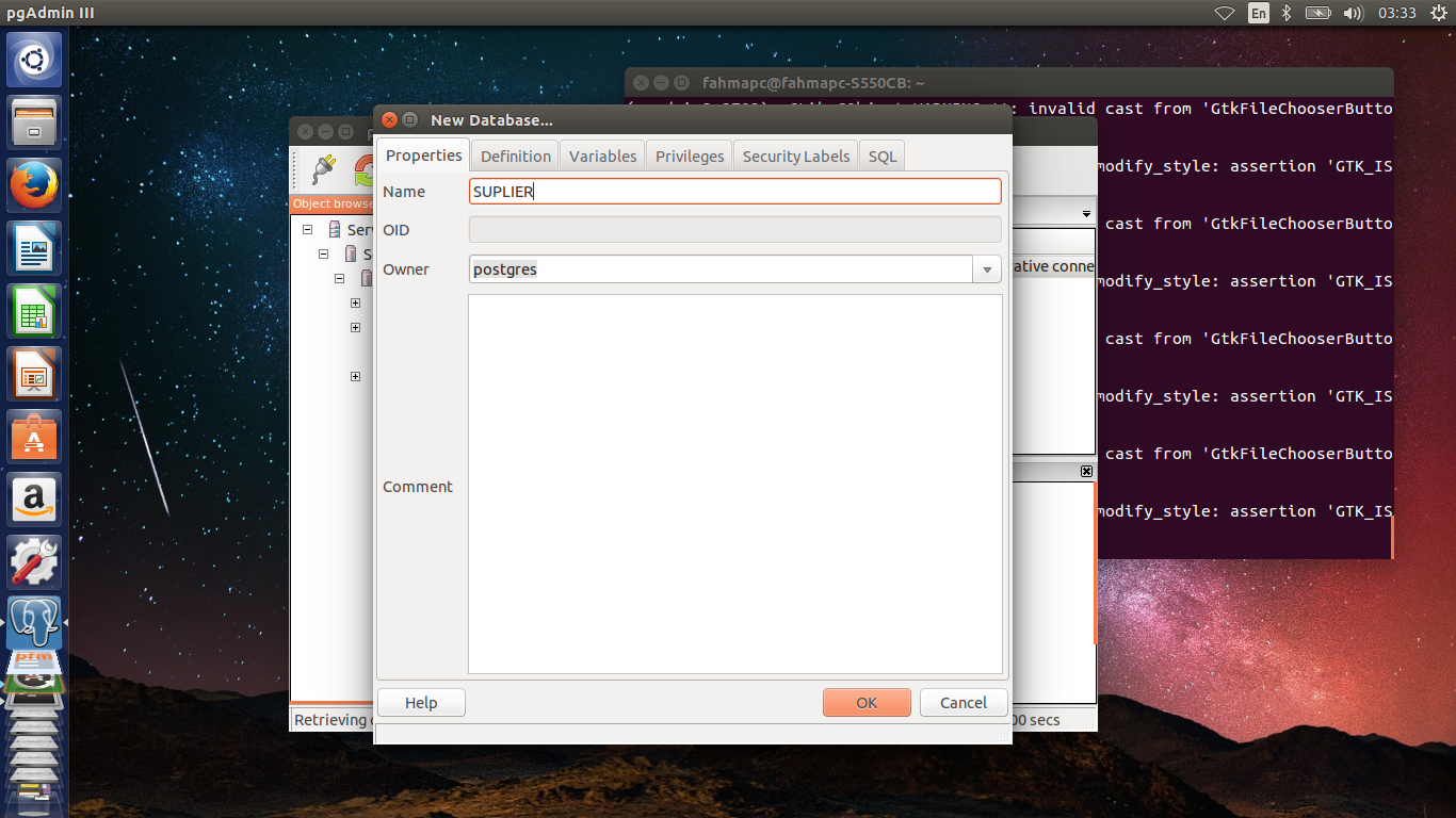 SQL ubuntu: Cara membuat table database