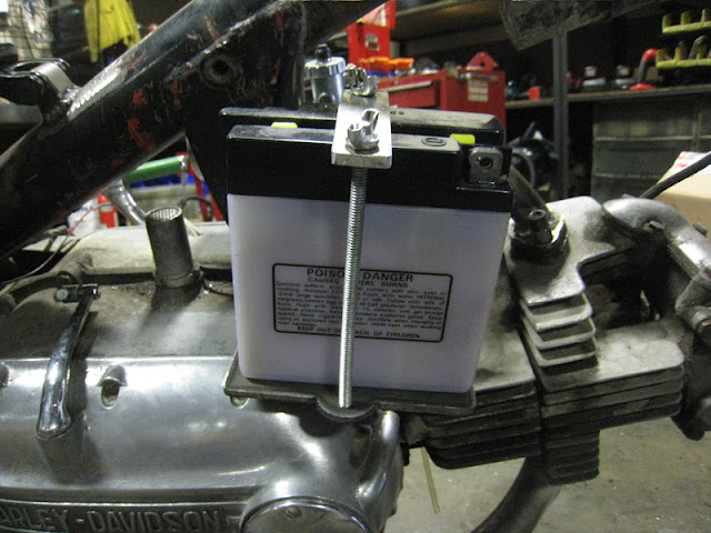 Two Custom Aermacchi builds: Mark's bike-battery holder