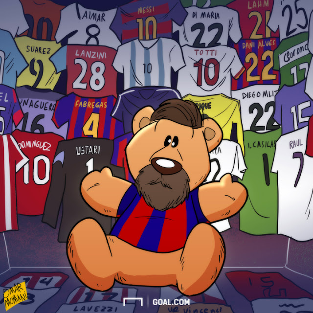 Omar Momani cartoons: Messi the Teddy Bear