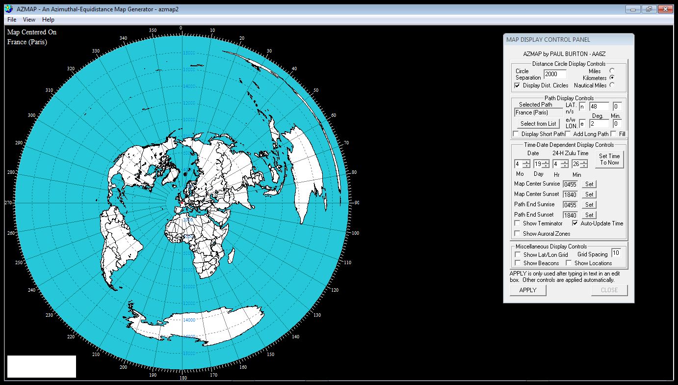 F5IRO Freddy: Carte azimutale