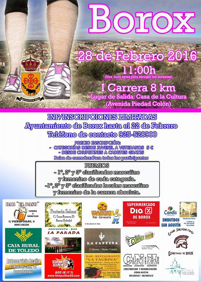 ATLETISMO LOS LENTOS: 1ª CARRERA POPULAR DE BOROX, EL 28 DE FEBRERO