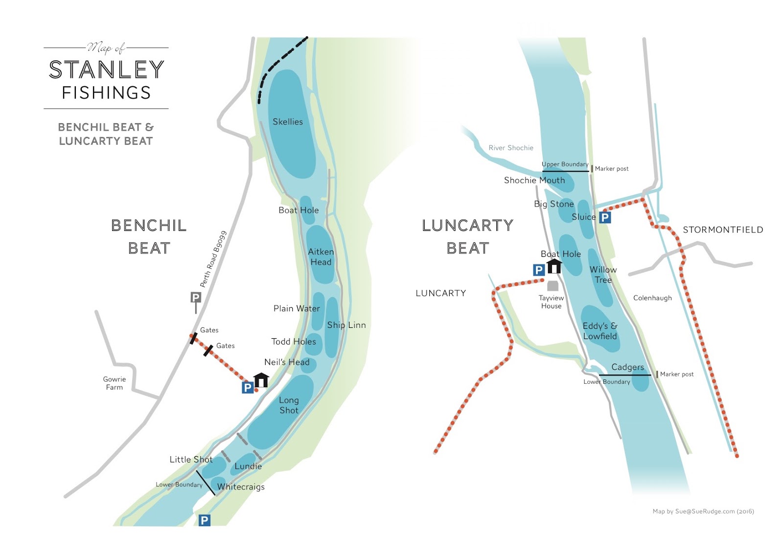 Stanley Beats River Tay : Benchil & Luncarty Beat Map