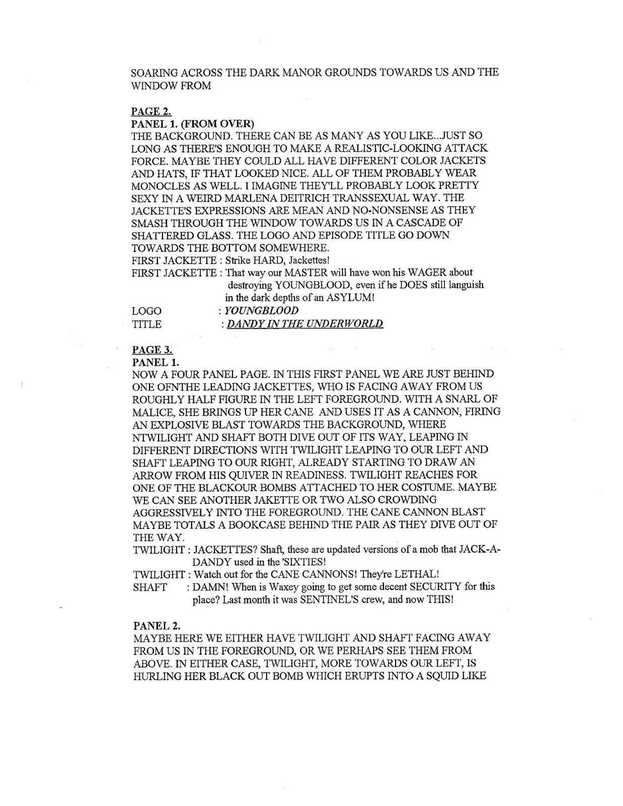 Alan Moore's Forgotten Awesome: Youngblood #3 script