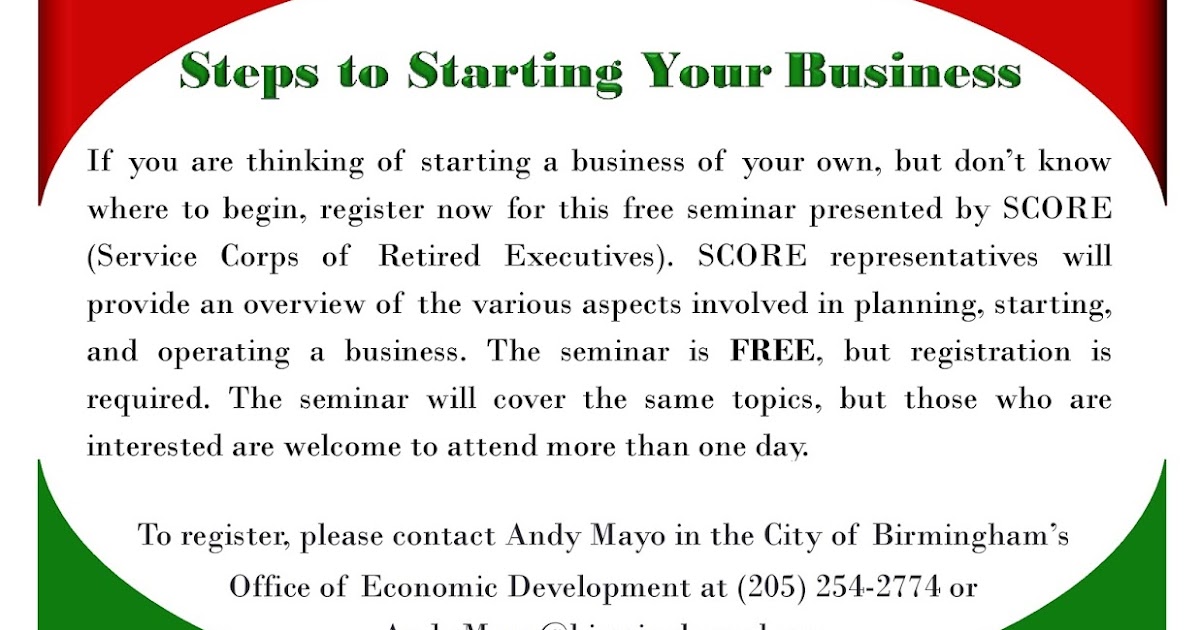 Steps to Starting Your Business Seminar Scheduled for December 4 at ...