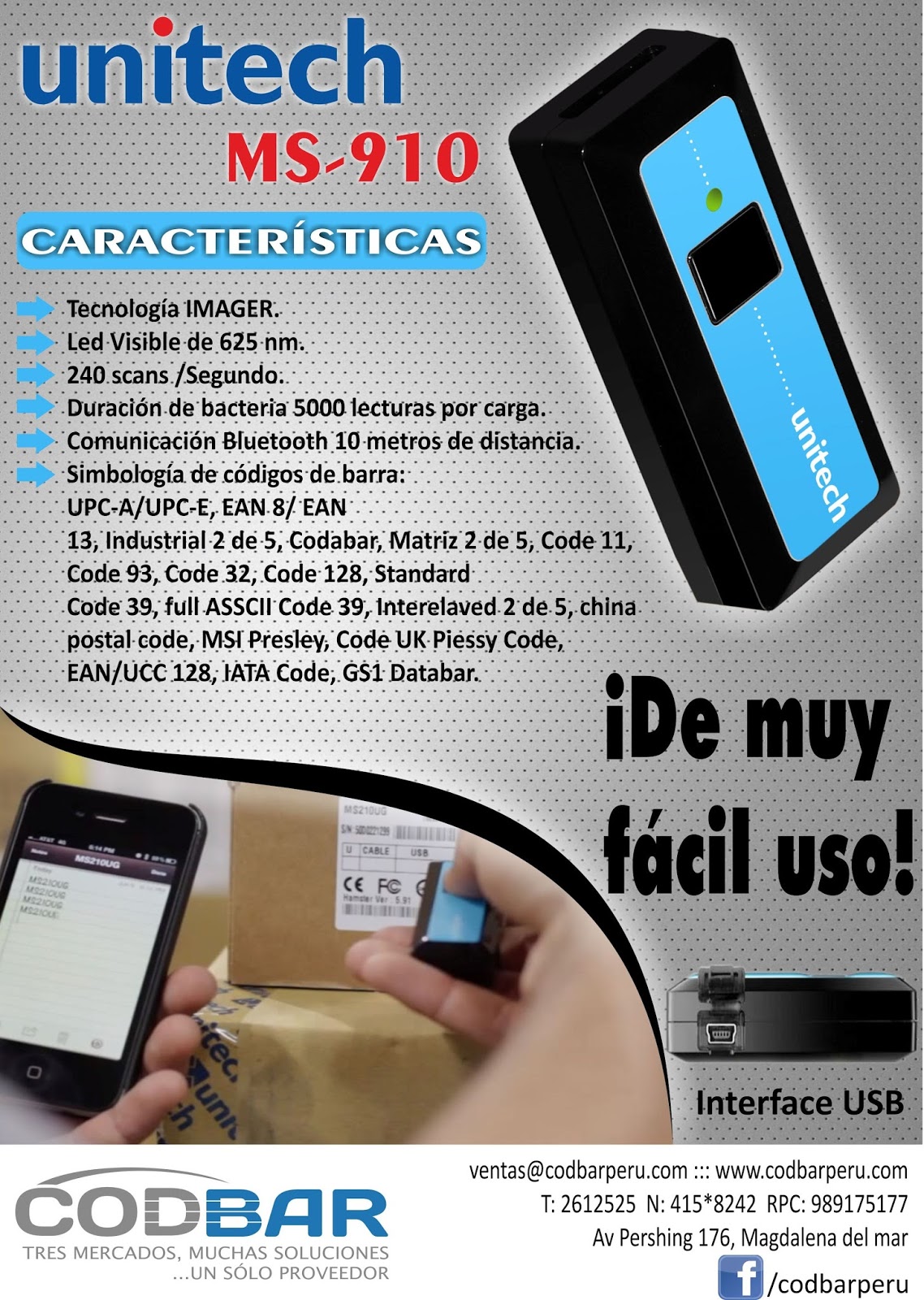 Codbar productos: Lector de código de barras inalámbrico de bolsillo ...