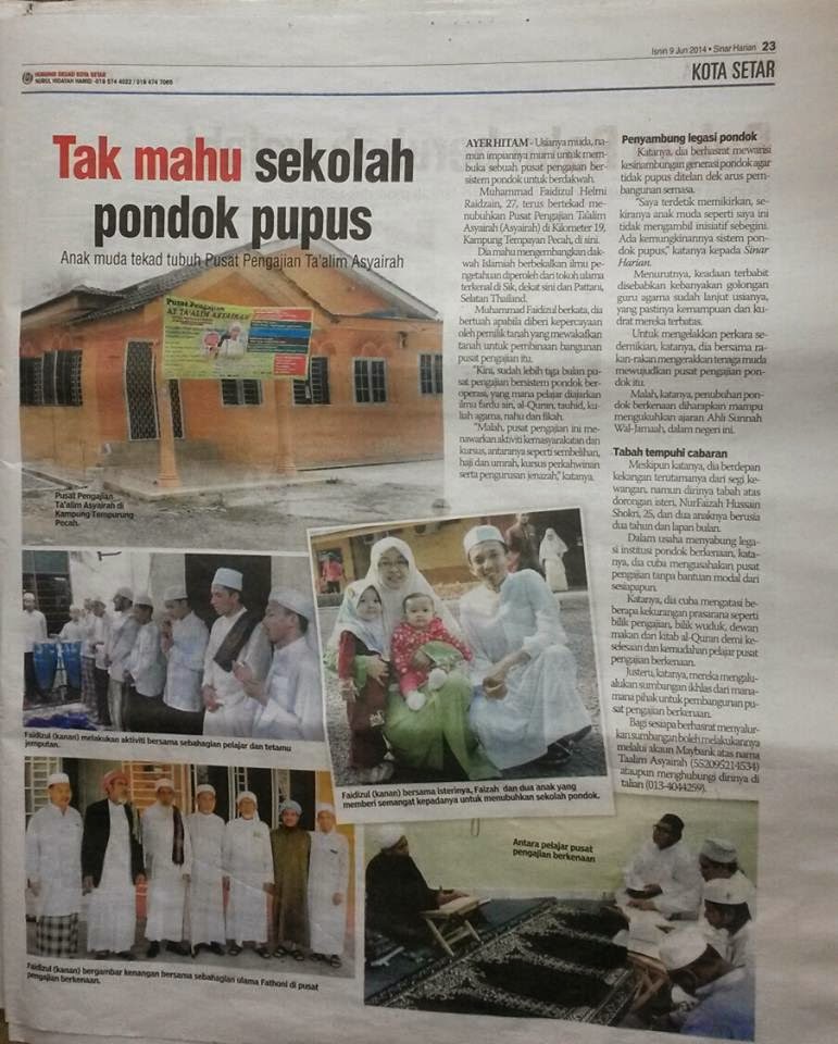 CAHAYA KEHIDUPAN TAUHID: Tak mahu sekolah pondok pupus- Sinar Harian ...