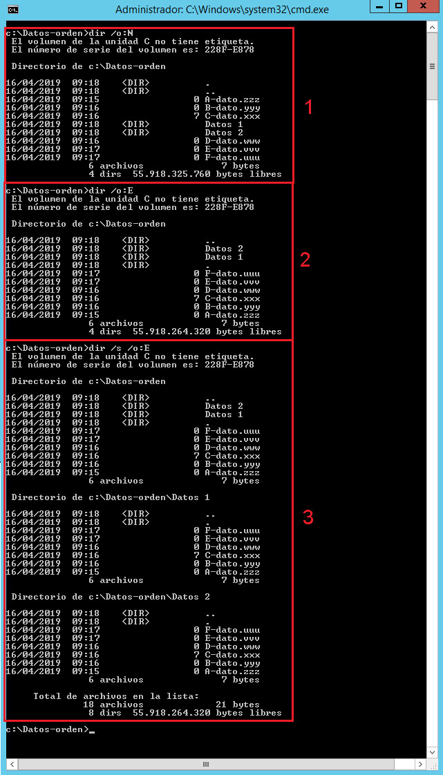 Pantallazos.es: Windows CMD: Ordenar el listado alfabéticamente por ...