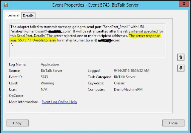 The server response was 550 5.7.1 unable to relay for
