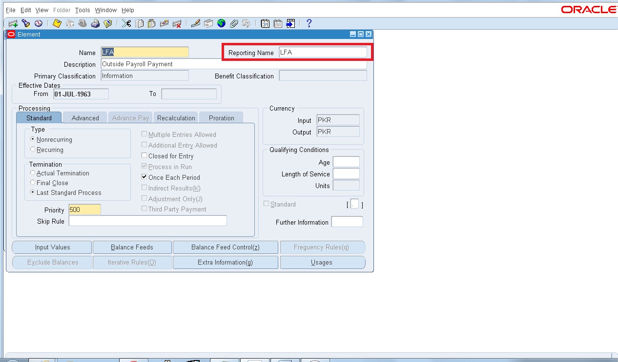 My Oracle World: How can the name of an element be changed on Payslip