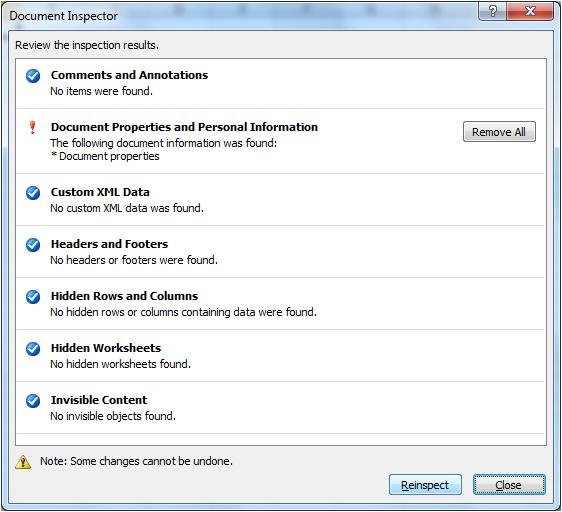 MS Excel Tips and Tricks: The Document Inspector in Excel 07