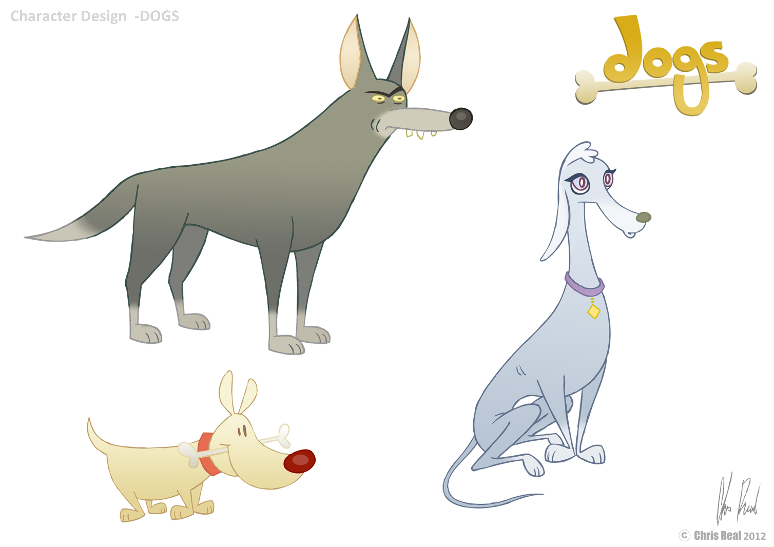 c-real cartoons: Dog Character Designs