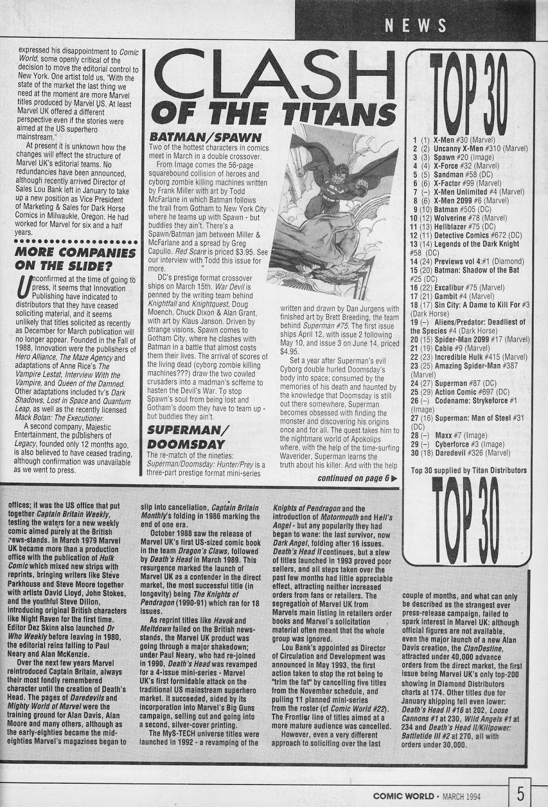 STARLOGGED - GEEK MEDIA AGAIN: 1994: COMIC WORLD REPORTS THE MARVEL UK ...