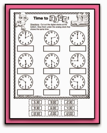 Teacher Tam's Educational Adventures: Telling Time Task Cards/Game and ...