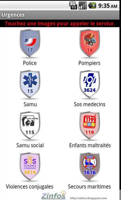 Urgences Fr pour Android - indispensable... - ZinfosWeb