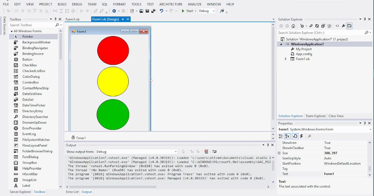 Program To Display Traffic Signal Using Timer In Vb Visual Basic