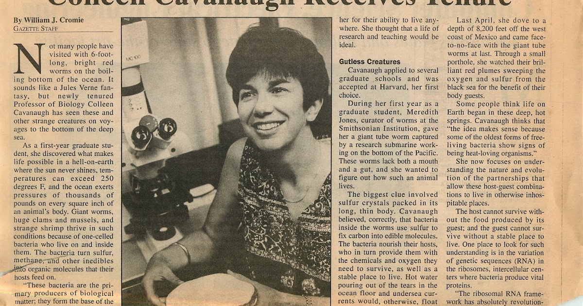 The Tree of Life: Blast from past - Colleen Cavanaugh gets tenure in ...