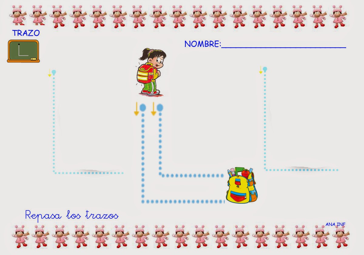 INFANTILES DE ANA V.: GRAFOMOTRICIDAD: TRAZOS COMBINADOS HORIZONTAL Y VERTICAL