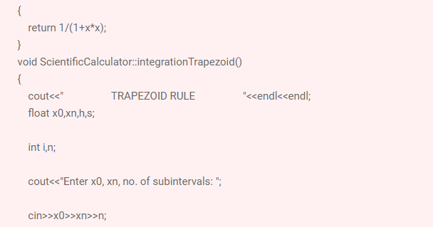 TRAPEZOID RULE C++ CODE FILE