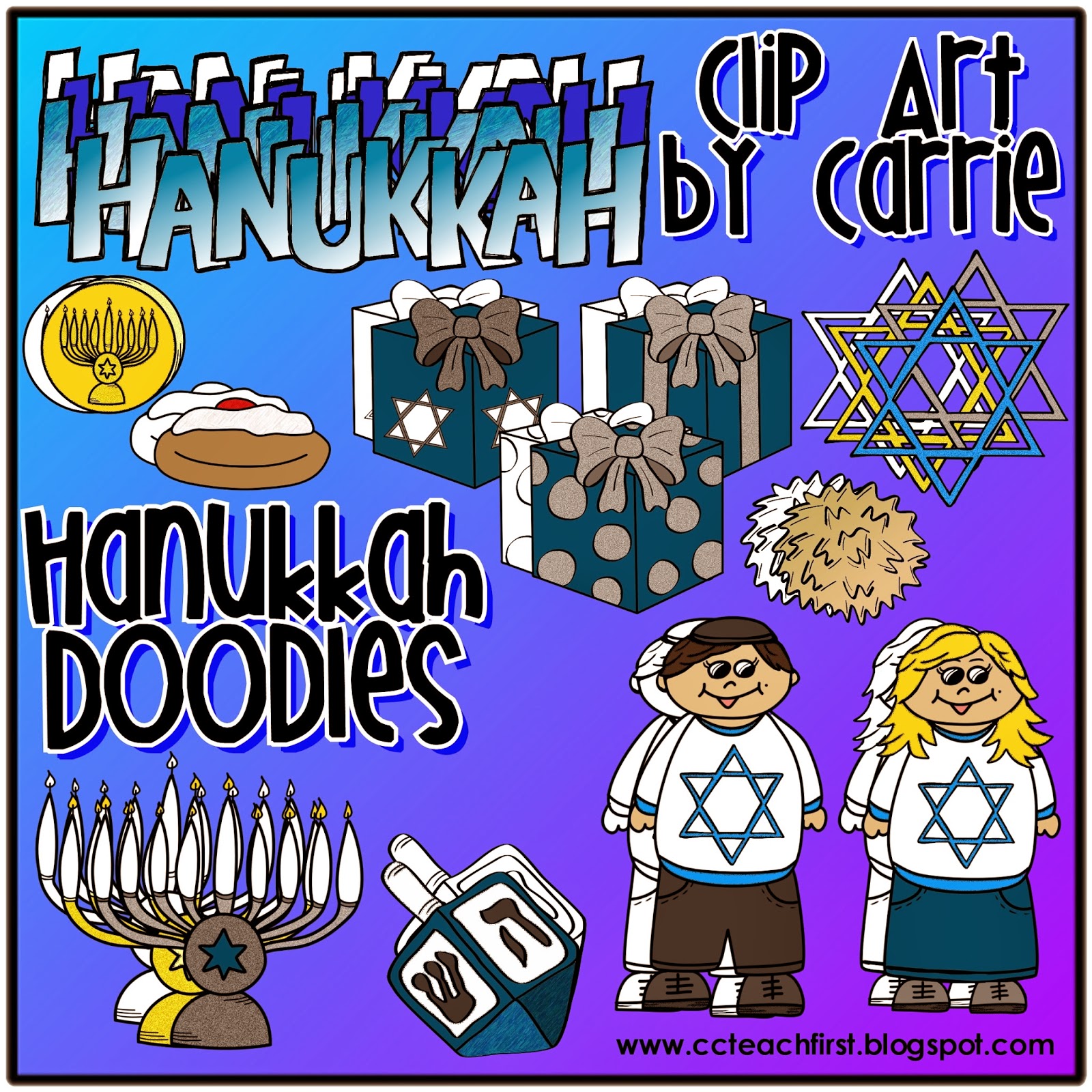 Clip Art by Carrie Teaching First: Hanukkah Doodles w/FREEBIE Star of David