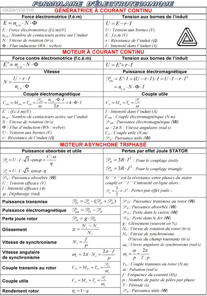 Résumer: résumer formule : courant continu /moteur à courant continu ...