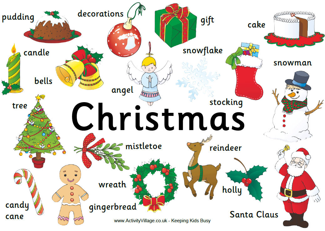 Inglés Faciliito: Mi Tarjeta de Navidad , vocabulario Navidad - Christmas