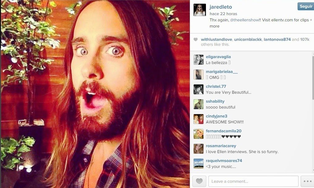 Jared Leto Latin American Fans: Jared Instagram 23 y 24 de septiembre 2014