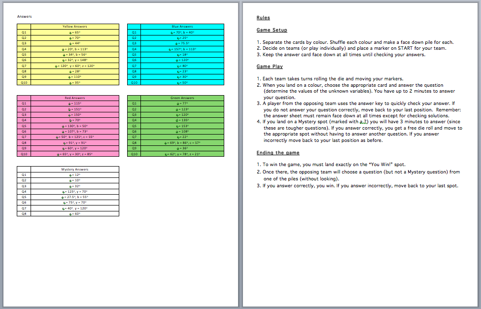 Engaging Math: Geometry Board Game