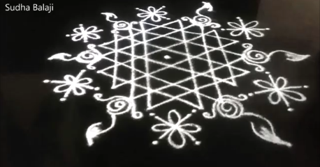 Old rangoli designs for Diwali with steps